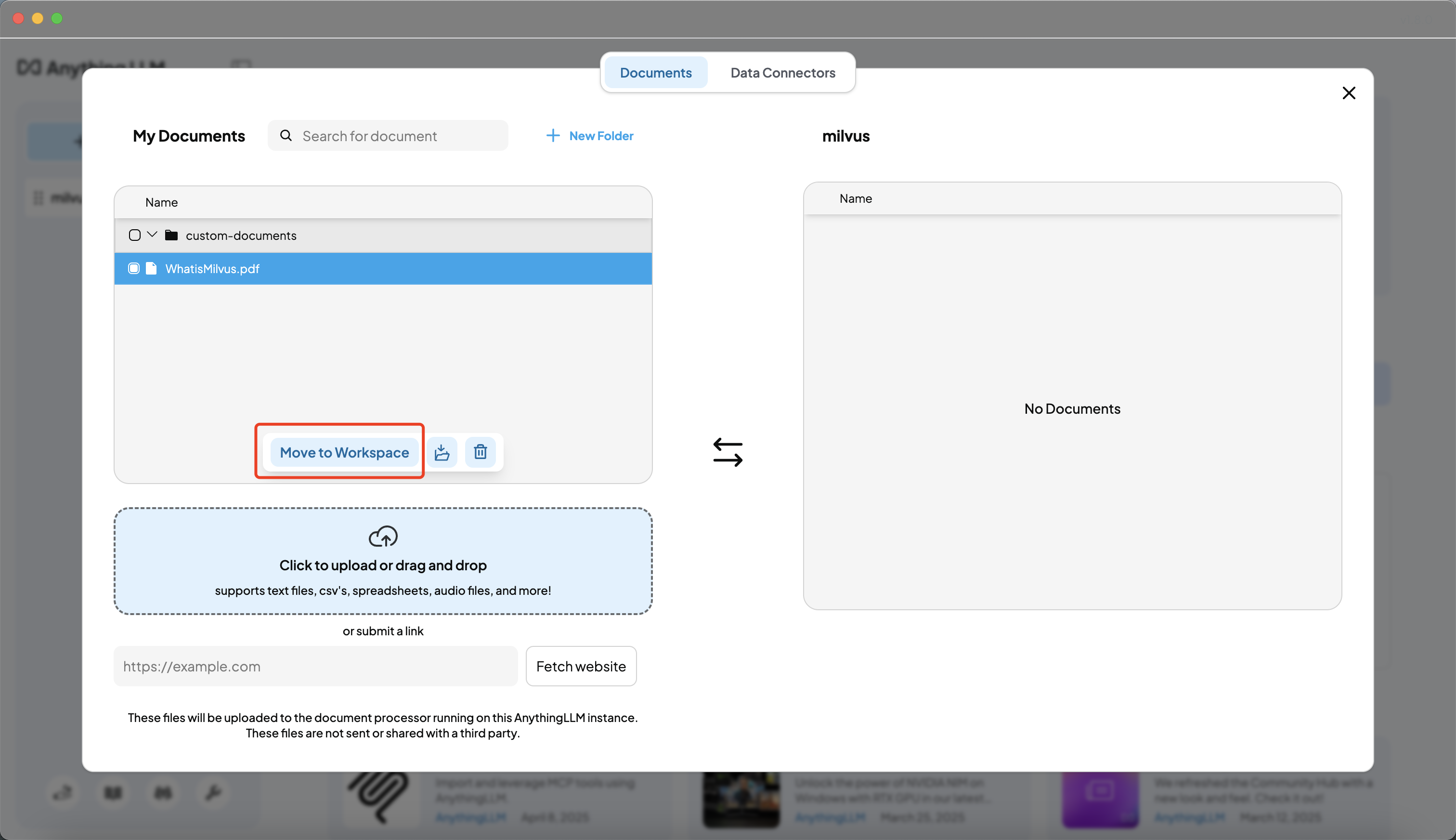 Use Milvus in AnythingLLM | Milvus Documentation